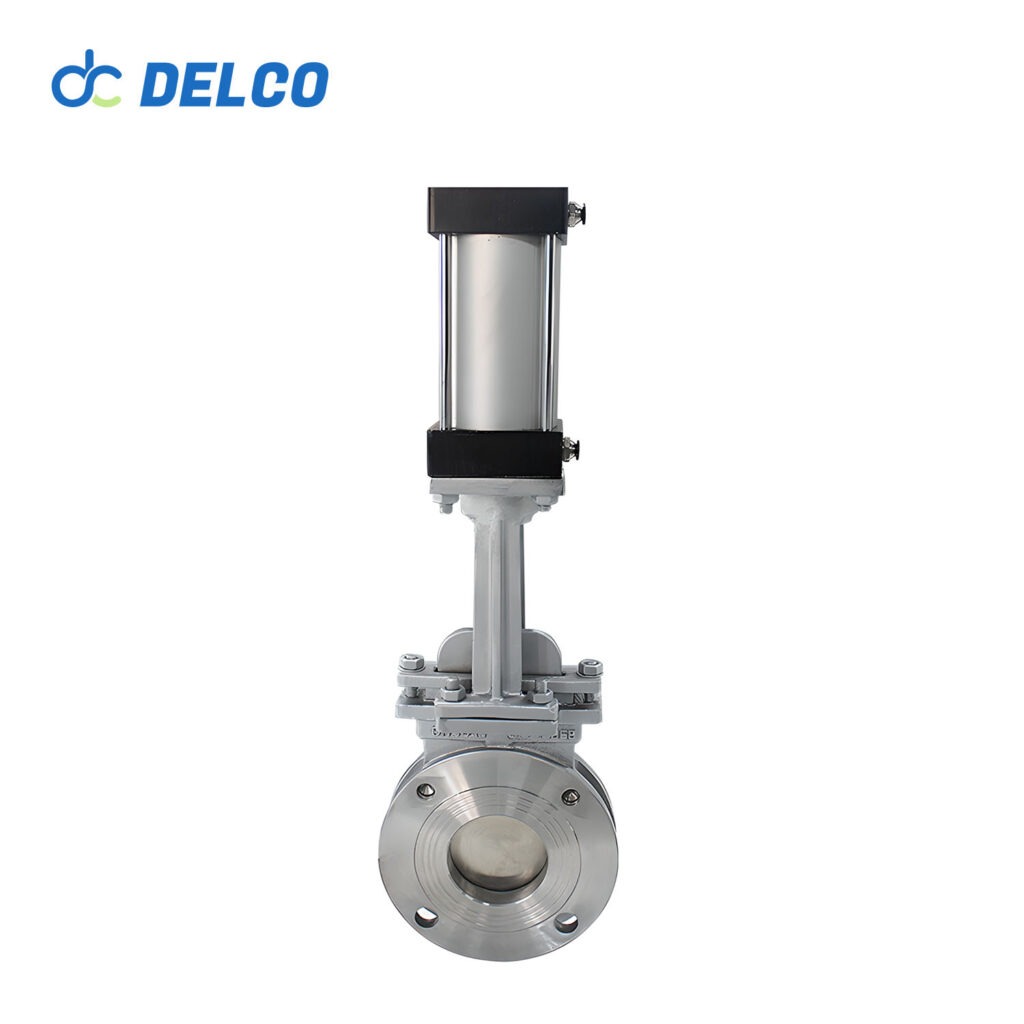 Cast Iron Flange Pneumatic Knife Gate Valves-DELCO Valve Cast Iron Flange Pneumatic Knife Gate Valves-DELCO Valve