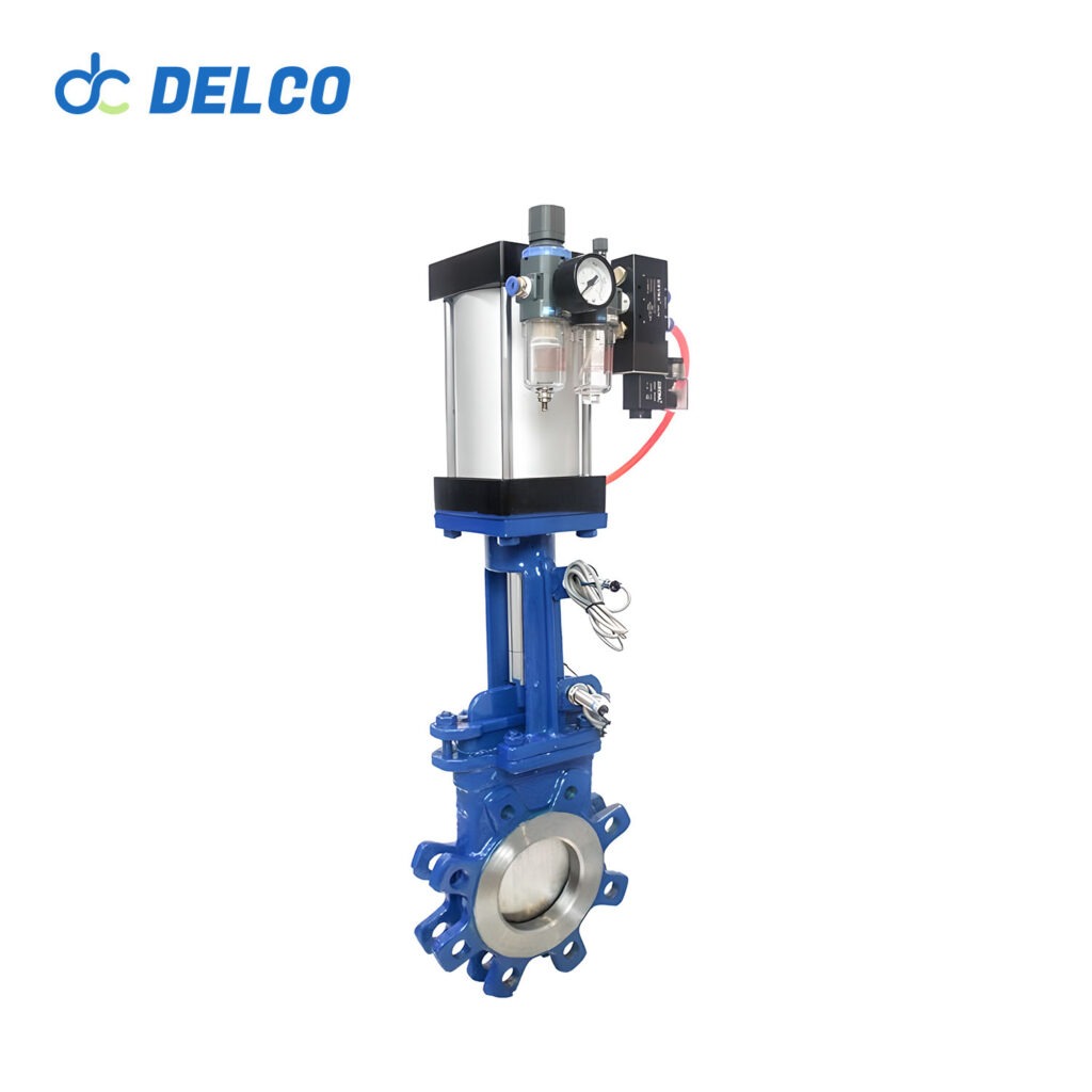 Cast Iron Flange Pneumatic Knife Gate Valves-DELCO Valve Cast Iron Flange Pneumatic Knife Gate Valves-DELCO Valve