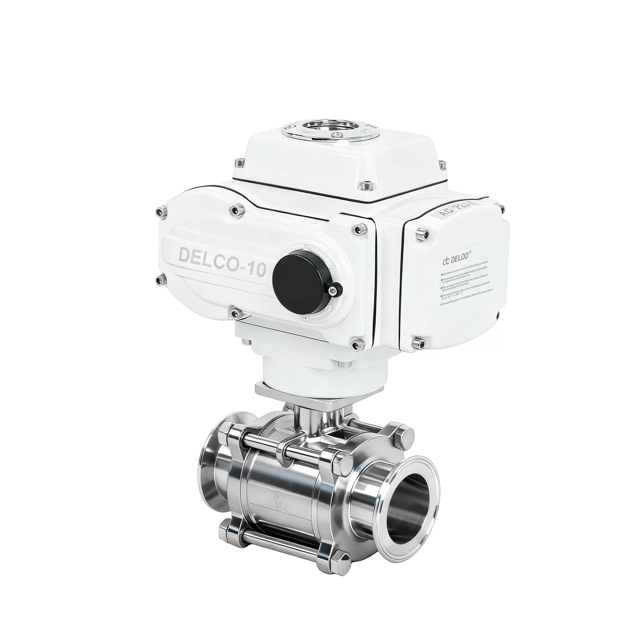 DK55-3PS-WK Electric 3-Piece Sanitary Tri-Clamp Ball Valve - High ...