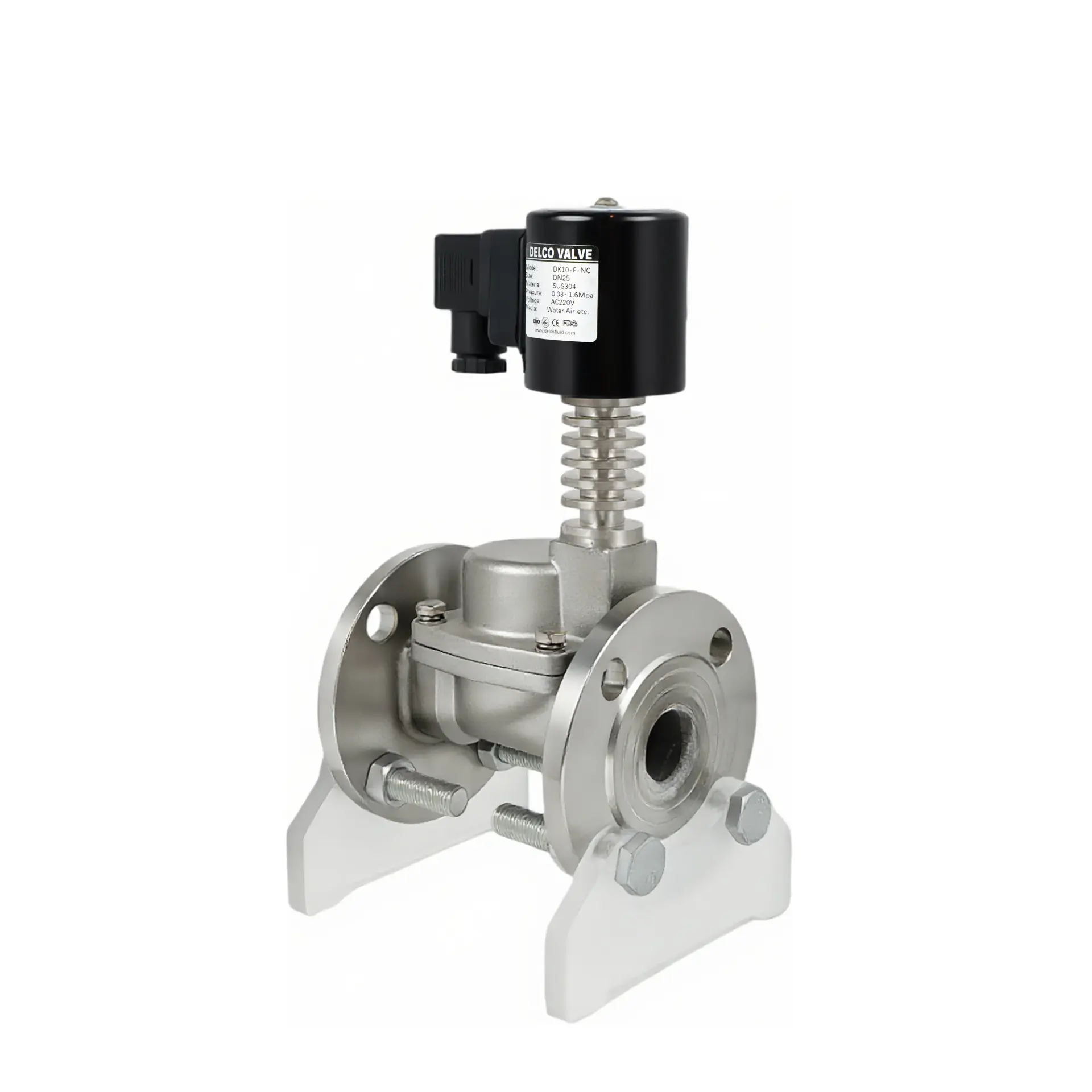 SS Flanged High Temp Piston Solenoid Valve DN15-DN100 300°C | DELCO ...